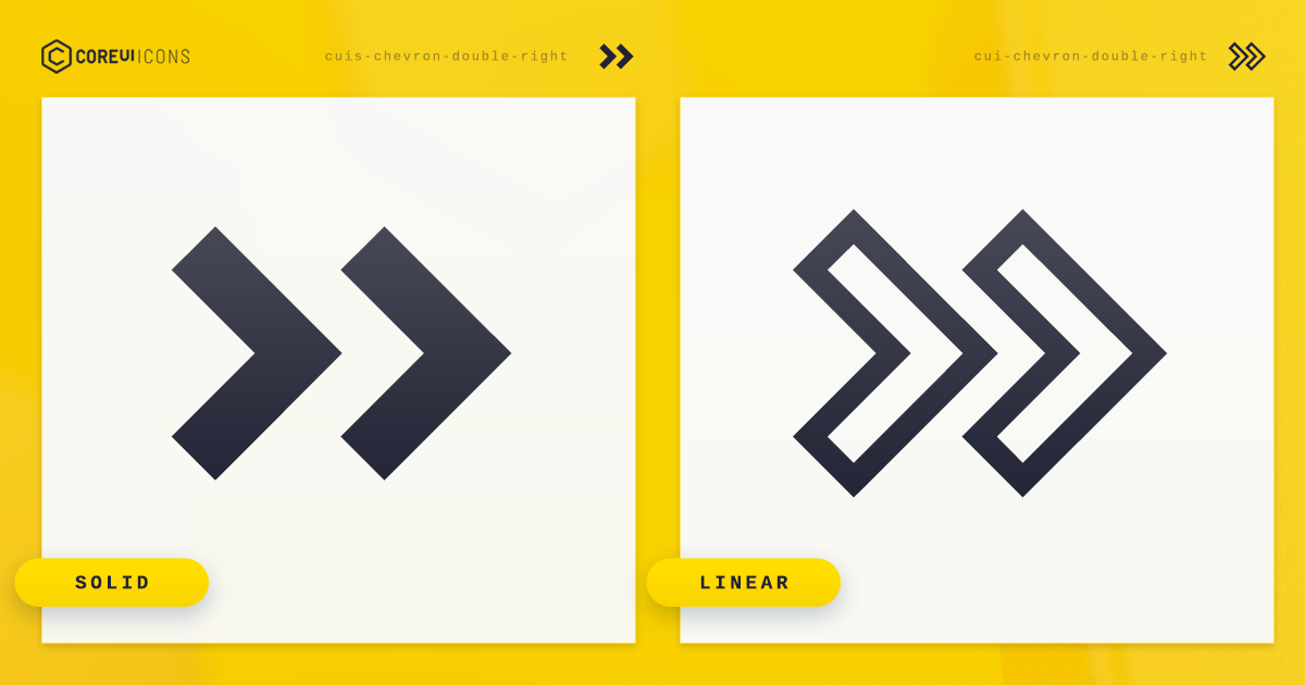 Chevron Double Right Icon · Linear · CoreUI Icons · SVG, JavaScript ...