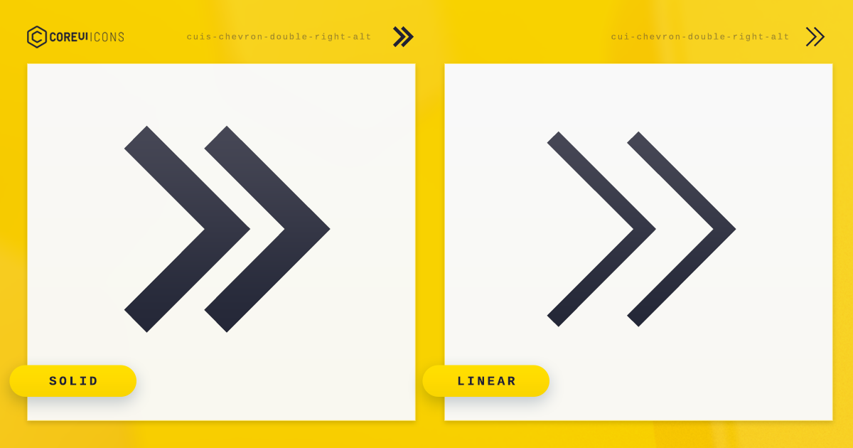 Chevron Double Right Alt Icon · Linear · Coreui Icons · Svg Javascript Typescript And Webfont