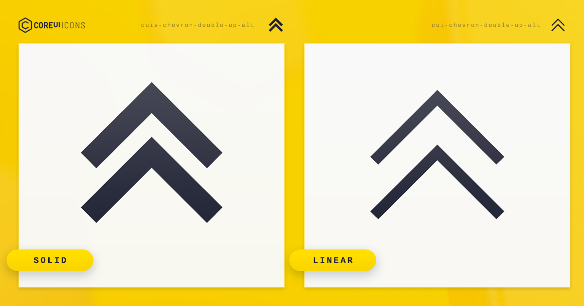 Chevron Double Up Alt Icon · Linear · Coreui Icons · Svg Javascript Typescript And Webfont