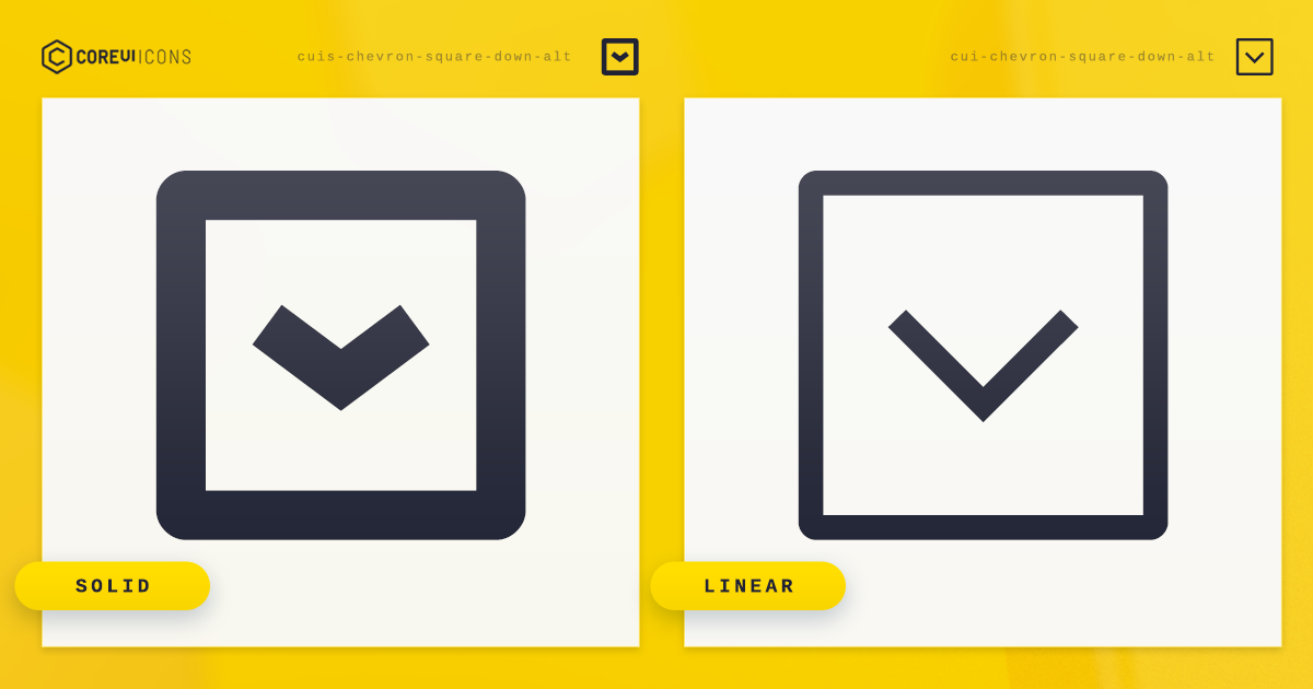 Chevron Square Down Alt Icon · Linear · CoreUI Icons · SVG, JavaScript ...