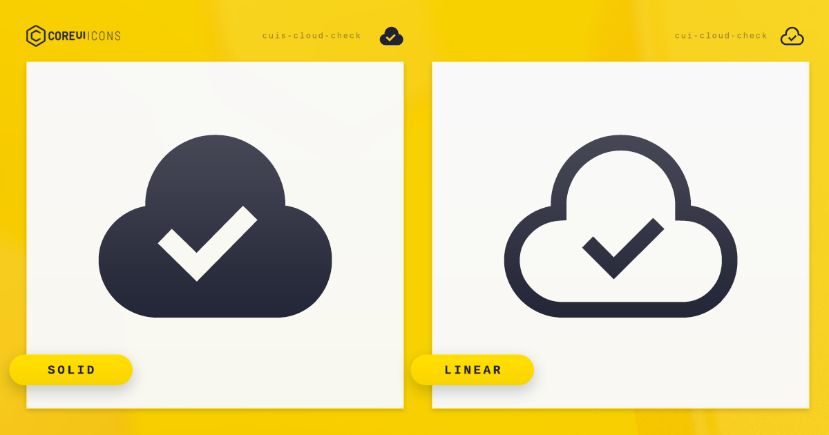 Cloud Check Icon · Linear · Coreui Icons · Svg Javascript Typescript And Webfont