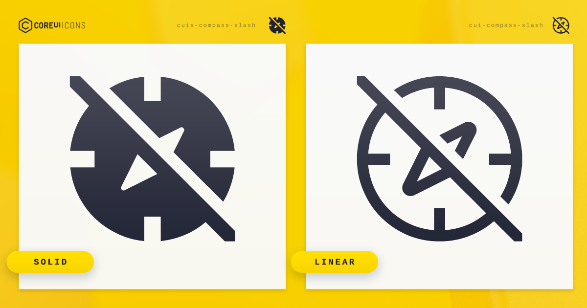 Compass Slash Icon · Linear · Coreui Icons · Svg Javascript