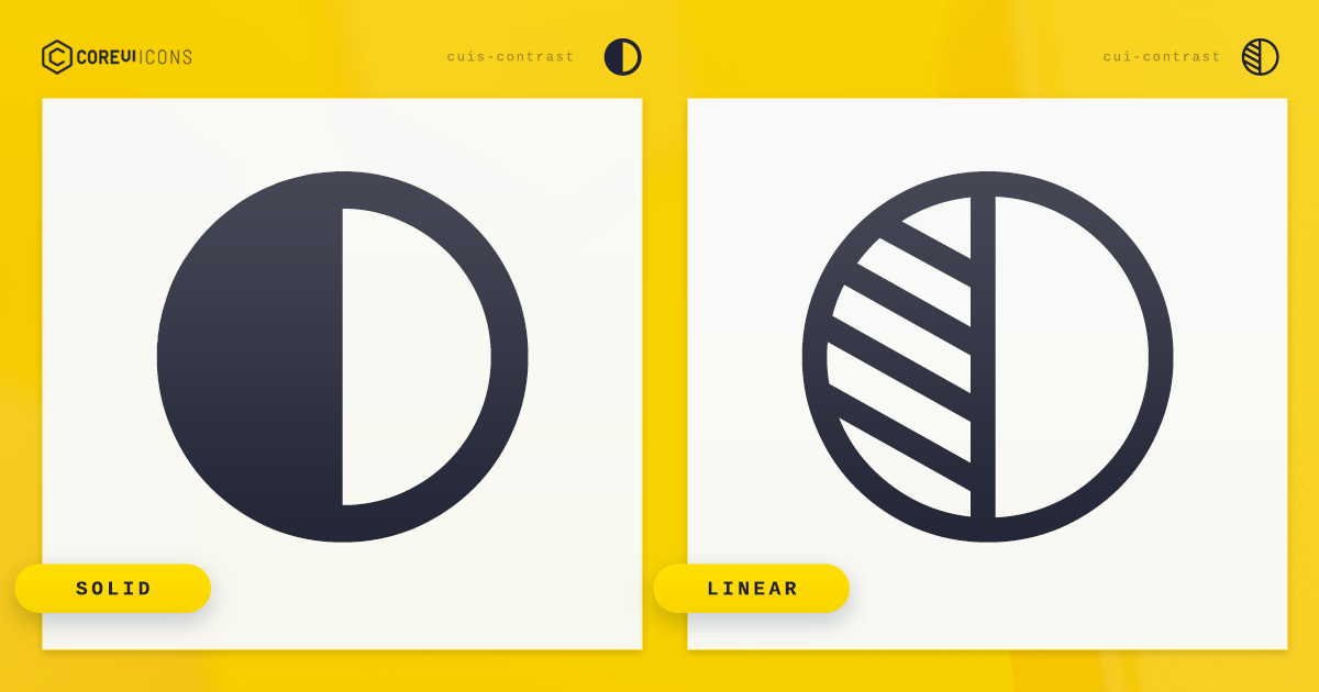 Contrast Icon · Linear · Coreui Icons · Svg Javascript Typescript And Webfont