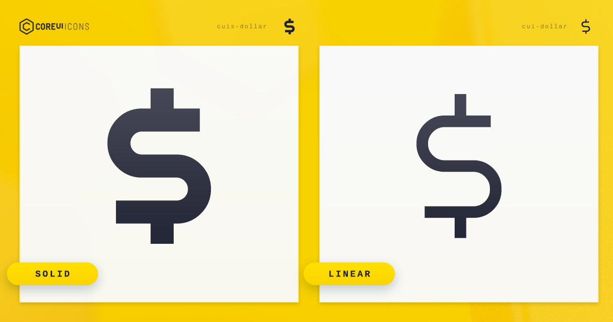 Dollar Icon · Linear · Coreui Icons · Svg Javascript Typescript And Webfont