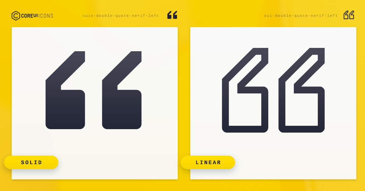 Double Quote Serif Left Icon · Solid · CoreUI Icons · SVG, JavaScript ...