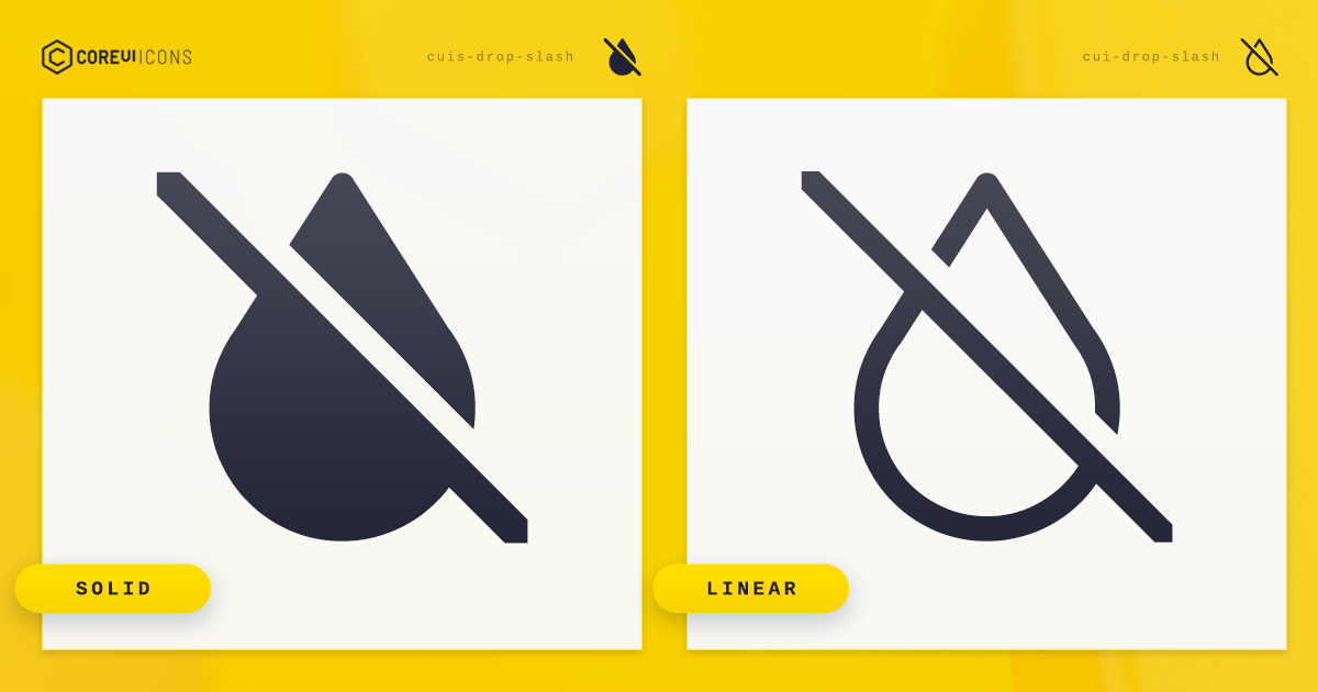 Drop Slash Icon · Linear · Coreui Icons · Svg Javascript Typescript And Webfont