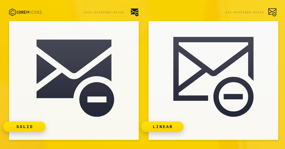Envelope Minus Icon · Linear · Coreui Icons · Svg Javascript Typescript And Webfont