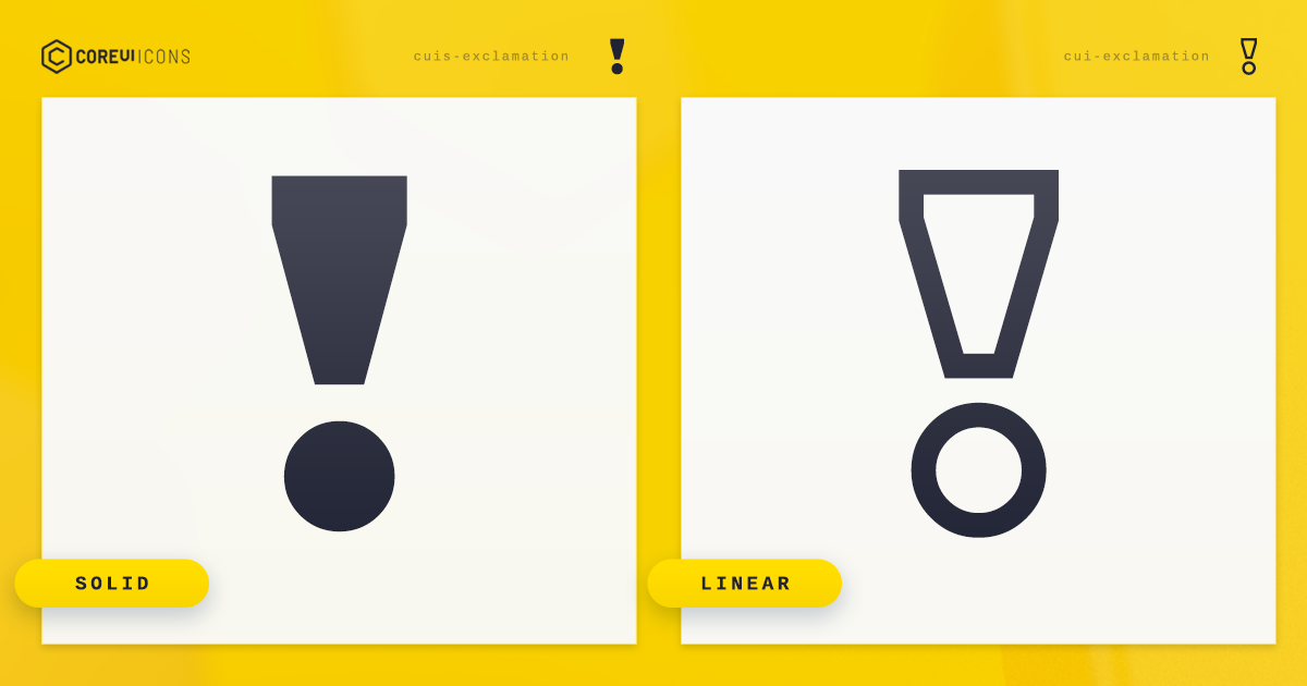 Exclamation Icon · Linear · Coreui Icons · Svg Javascript Typescript And Webfont