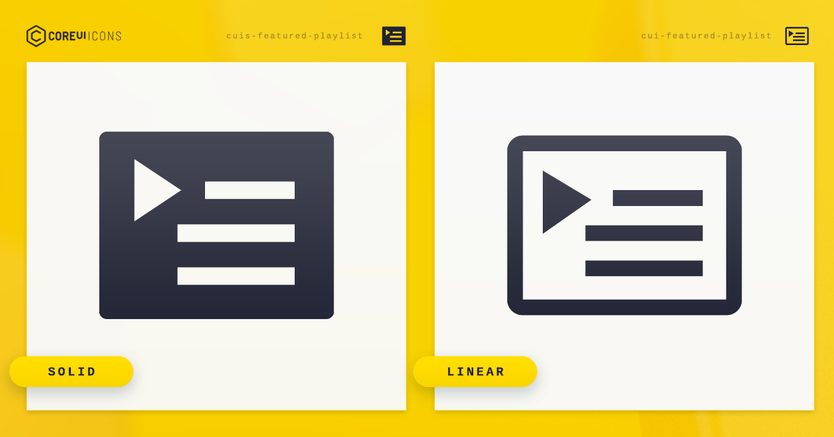 Featured Playlist Icon · Linear · Coreui Icons · Svg Javascript Typescript And Webfont