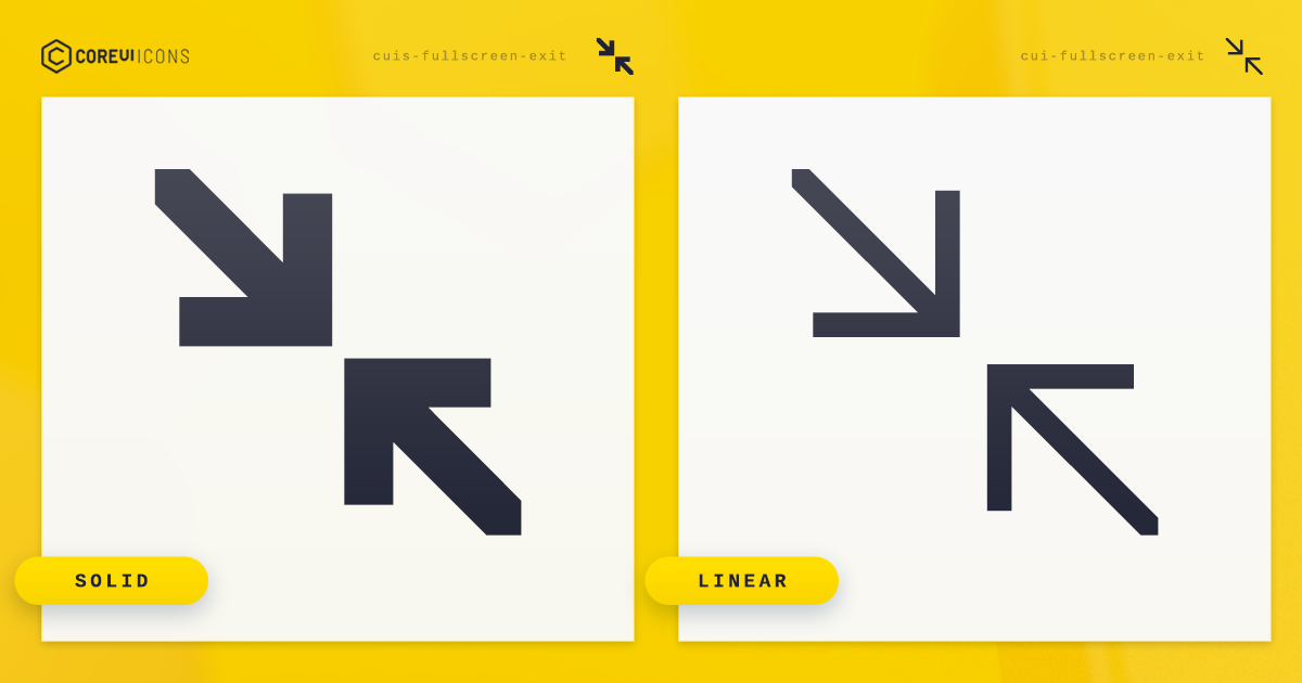 Fullscreen Exit Icon · Linear · Coreui Icons · Svg Javascript Typescript And Webfont