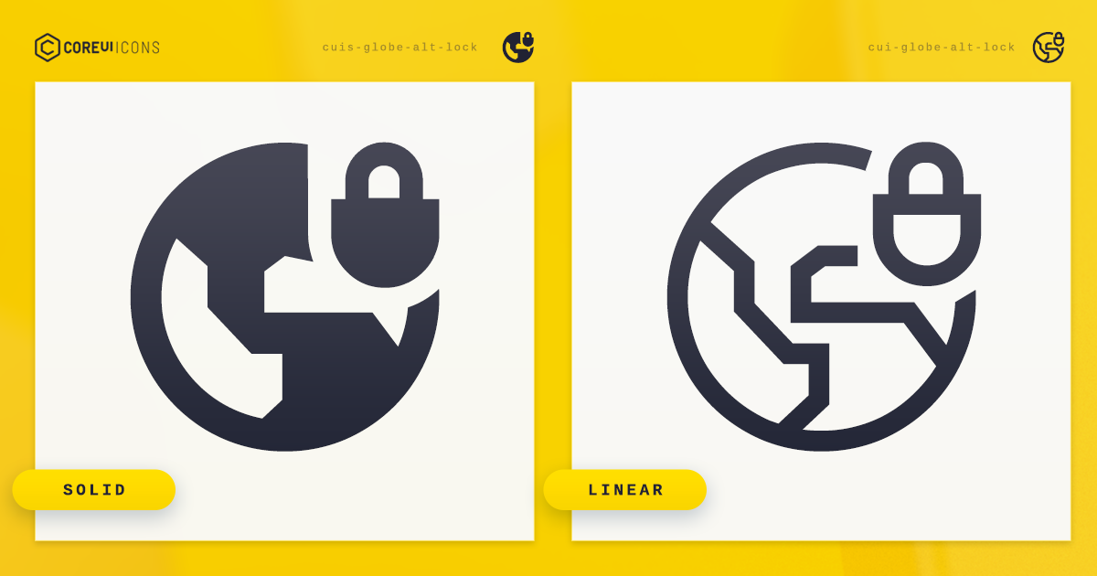 Globe Alt Lock Icon · Solid · Coreui Icons · Svg Javascript Typescript And Webfont
