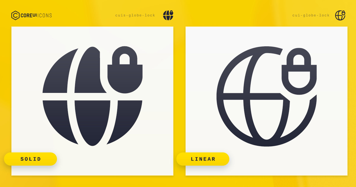 Globe Lock Icon · Linear · Coreui Icons · Svg Javascript Typescript And Webfont