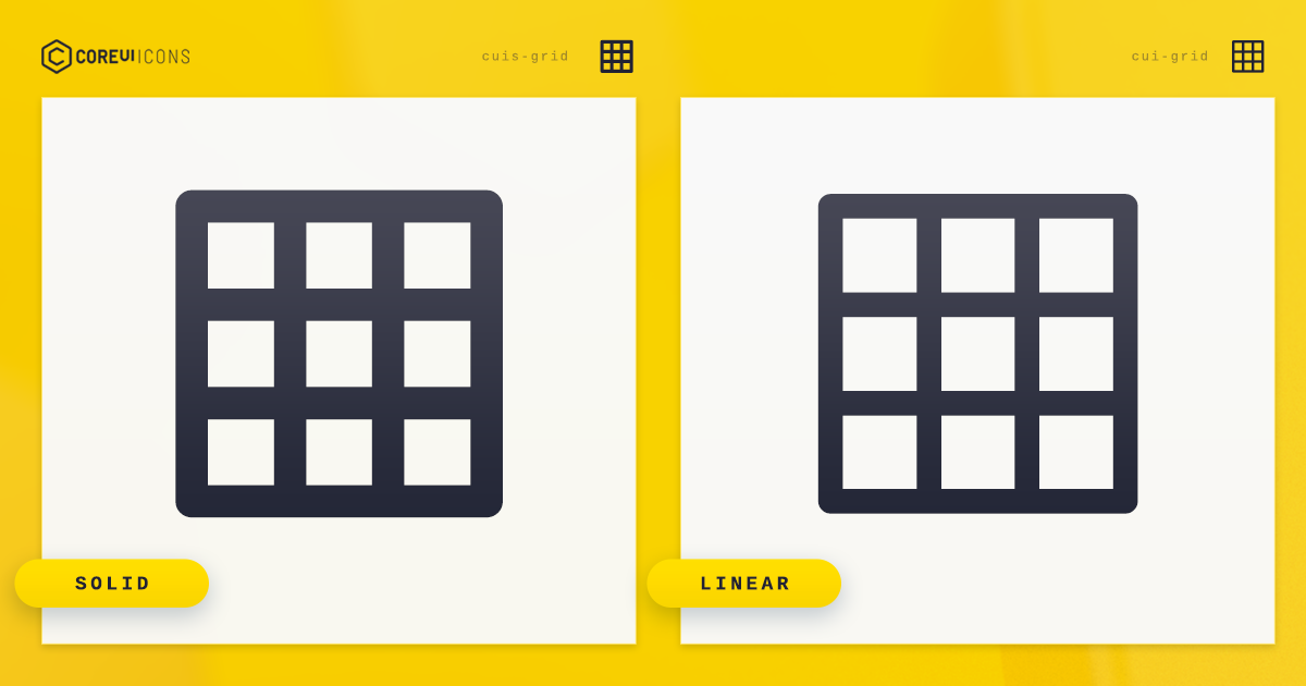 Grid Icon · Linear · Coreui Icons · Svg Javascript Typescript And Webfont