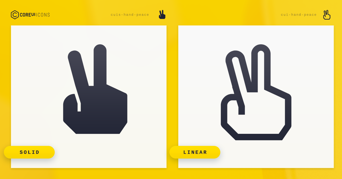 Hand Peace Icon · Linear · Coreui Icons · Svg Javascript Typescript And Webfont 