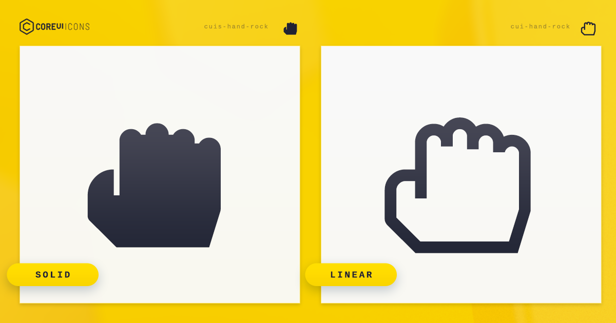 Hand Rock Icon · Linear · Coreui Icons · Svg Javascript Typescript And Webfont