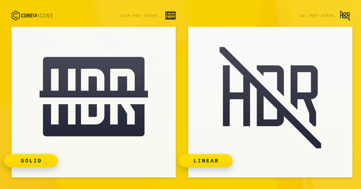 Hdr Slash Icon · Linear · Coreui Icons · Svg Javascript Typescript And Webfont