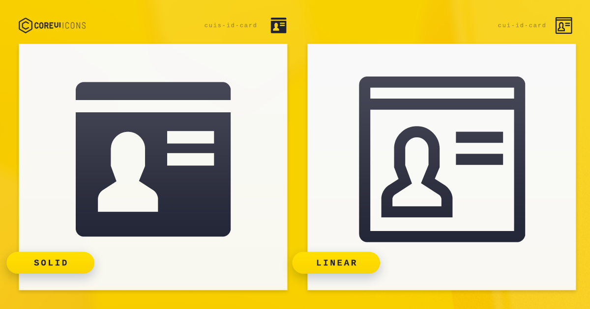 Id Card Icon · Linear · Coreui Icons · Svg Javascript Typescript And Webfont
