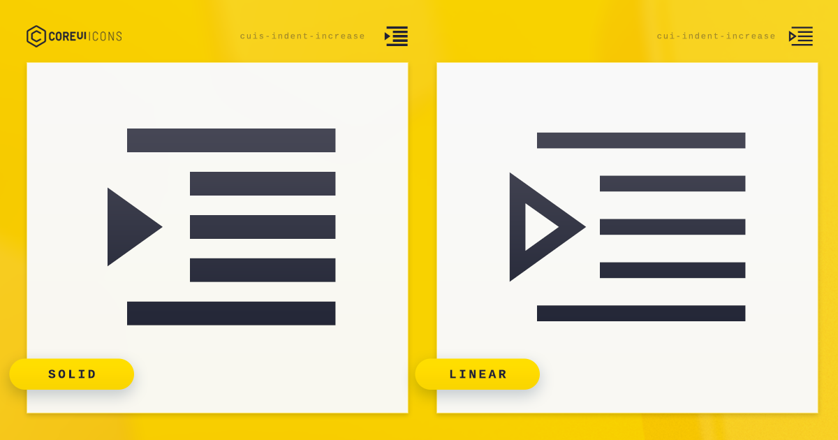 Indent Increase Icon · Solid · Coreui Icons · Svg Javascript Typescript And Webfont