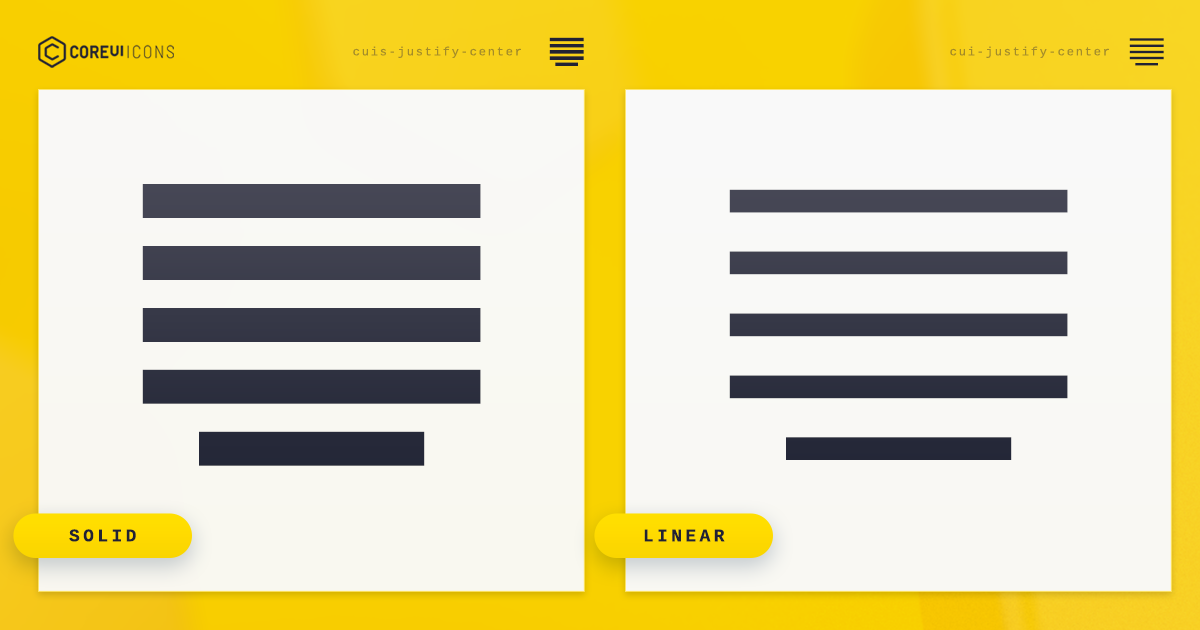 Justify Center Icon · Linear · Coreui Icons · Svg Javascript Typescript And Webfont