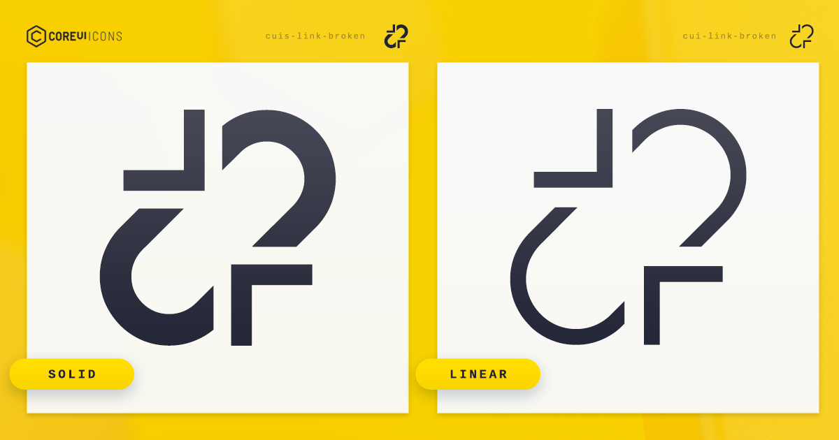 Link Broken Icon · Linear · Coreui Icons · Svg Javascript Typescript And Webfont