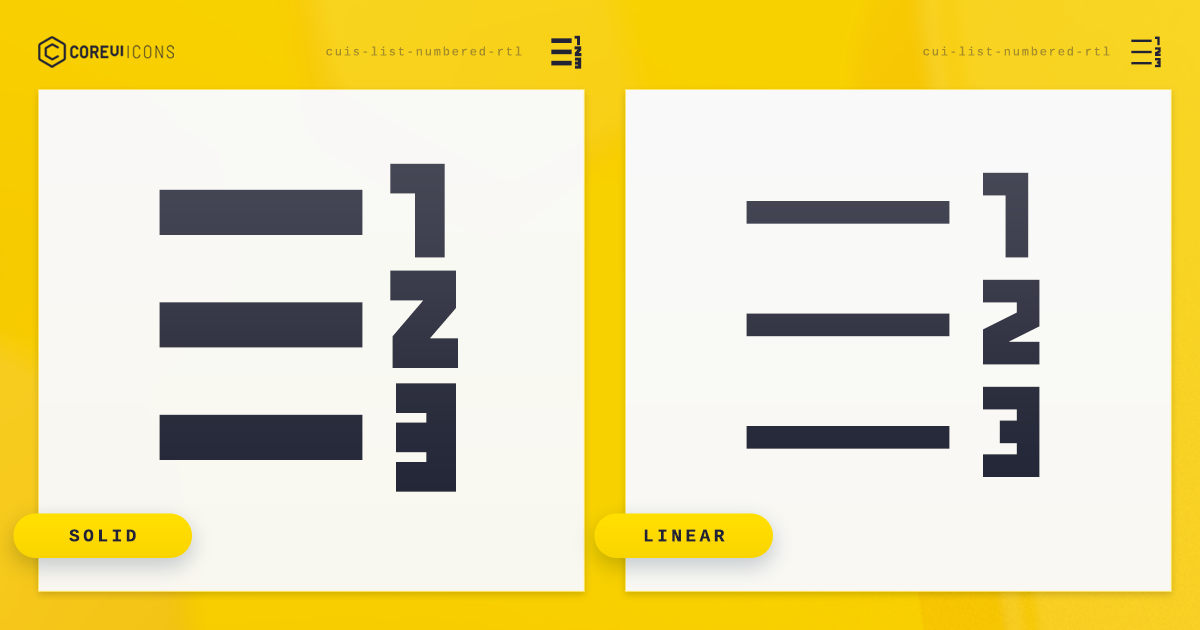 List Numbered Rtl Icon · Linear · Coreui Icons · Svg Javascript Typescript And Webfont