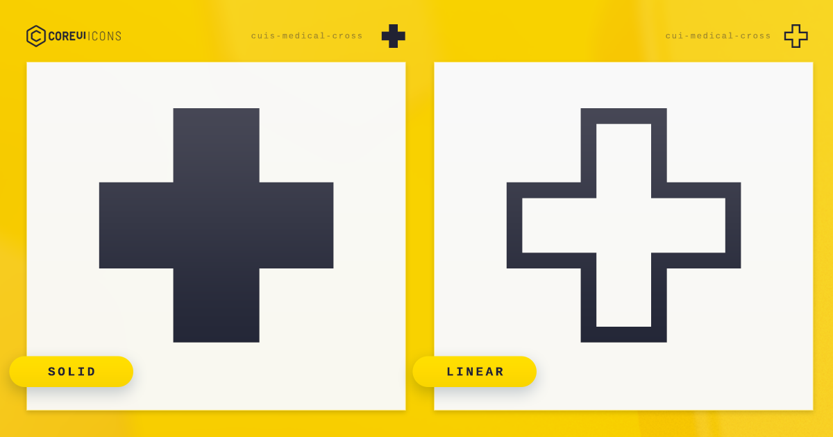 Medical Cross Icon · Solid · Coreui Icons · Svg Javascript Typescript And Webfont