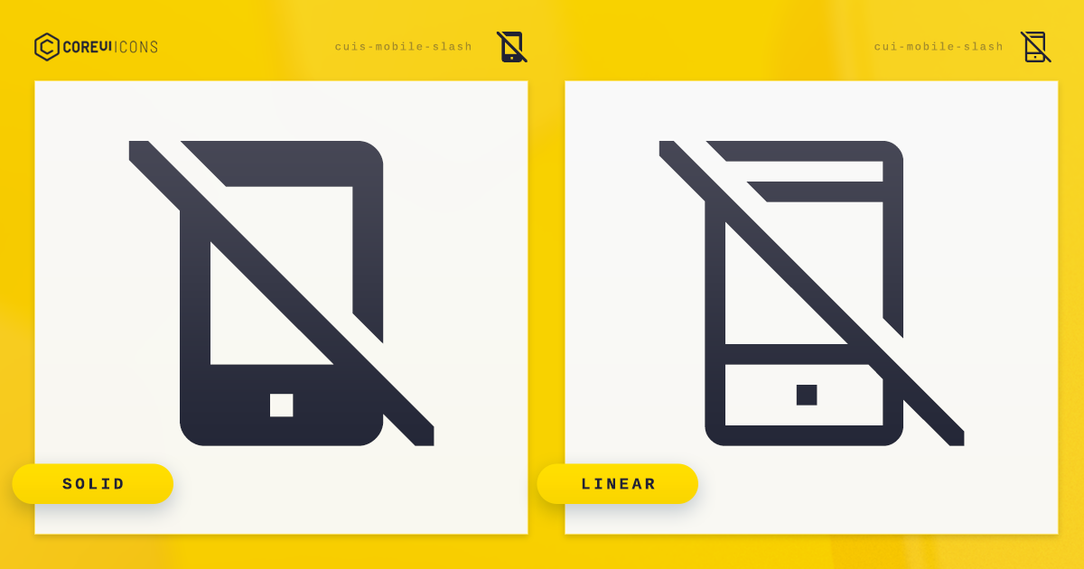 Mobile Slash Icon · Solid · Coreui Icons · Svg Javascript Typescript And Webfont