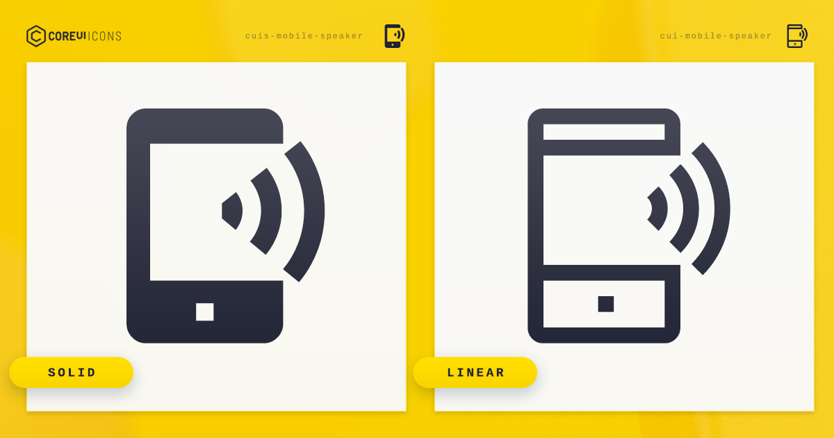 Mobile Speaker Icon · Linear · Coreui Icons · Svg Javascript Typescript And Webfont