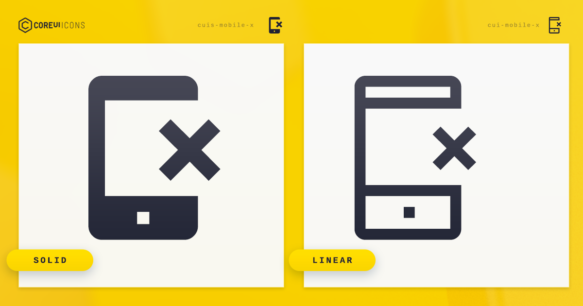 Mobile X Icon · Linear · Coreui Icons · Svg Javascript Typescript 