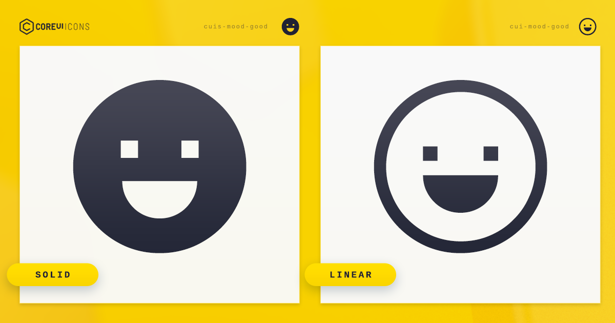 Mood Good Icon · Linear · CoreUI Icons · SVG, JavaScript, TypeScript ...