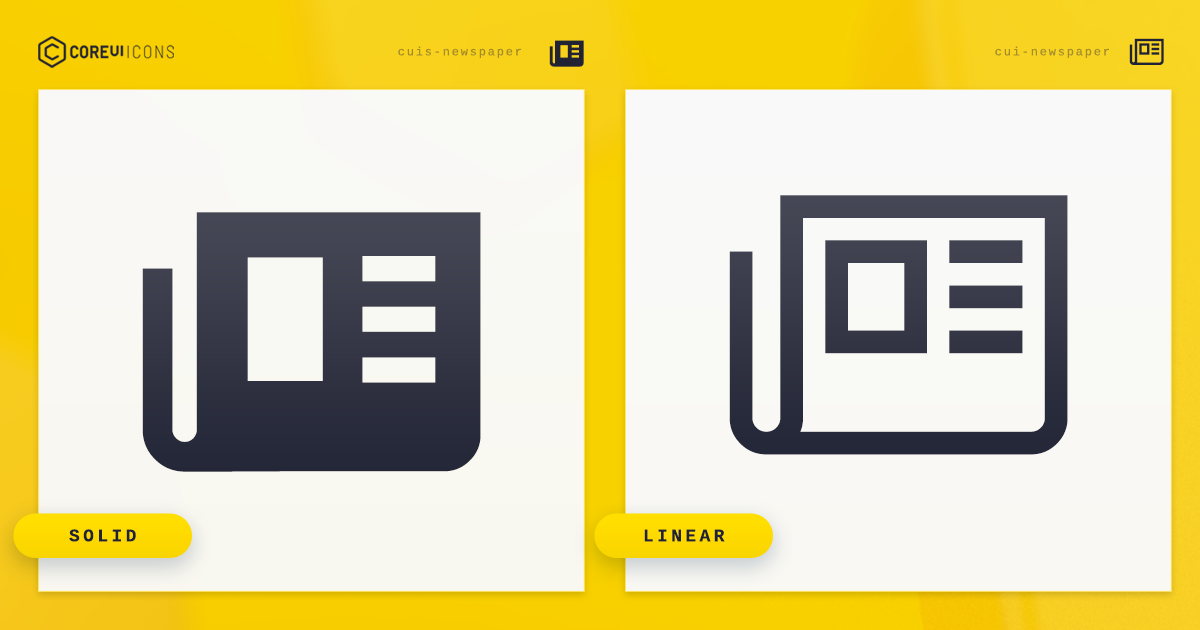 Newspaper Icon · Linear · Coreui Icons · Svg Javascript Typescript And Webfont