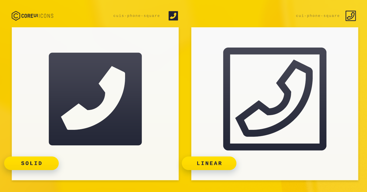 Phone Square Icon · Linear · Coreui Icons · Svg Javascript Typescript And Webfont