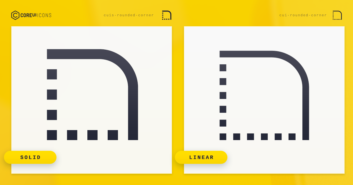 Rounded Corner Icon · Linear · Coreui Icons · Svg Javascript Typescript And Webfont