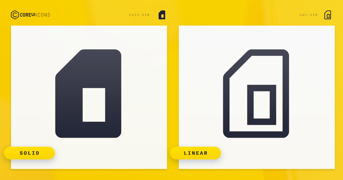 Sim Icon · Linear · Coreui Icons · Svg Javascript Typescript And Webfont