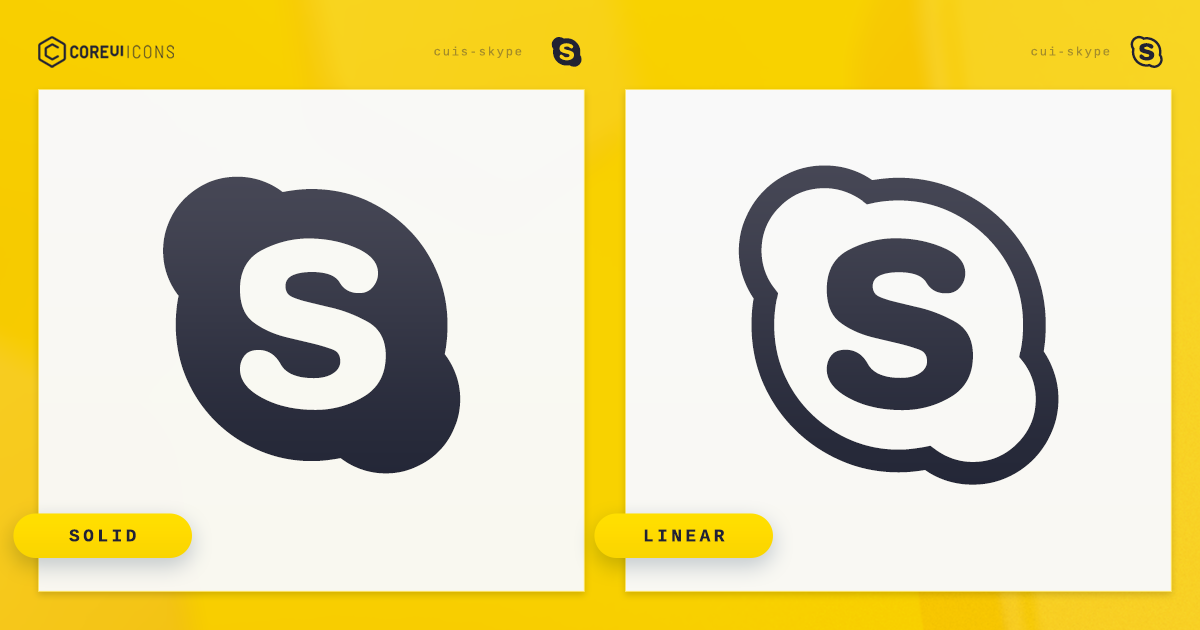 Skype Icon · Linear · CoreUI Icons · SVG, JavaScript, TypeScript & Webfont