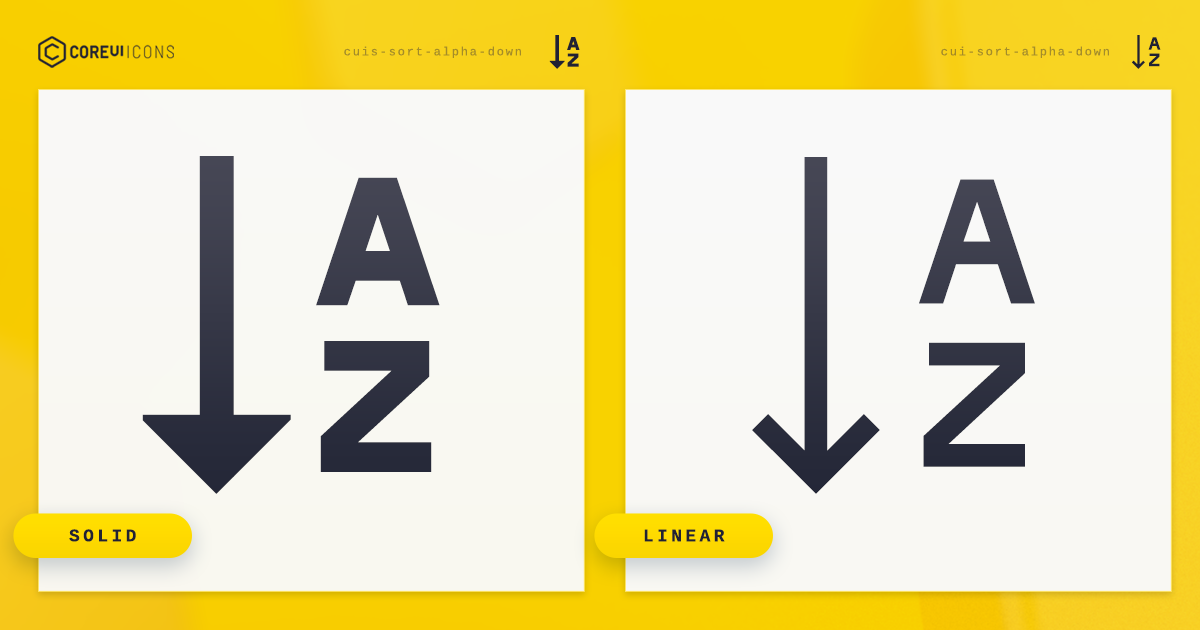 Sort Alpha Down Icon · Linear · Coreui Icons · Svg Javascript Typescript And Webfont