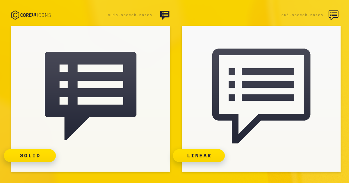 Speech Notes Icon · Linear · Coreui Icons · Svg Javascript Typescript