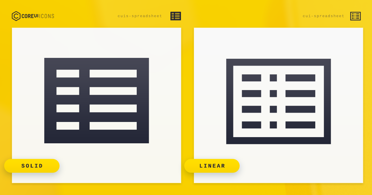 Spreadsheet Icon · Linear · Coreui Icons · Svg Javascript Typescript And Webfont
