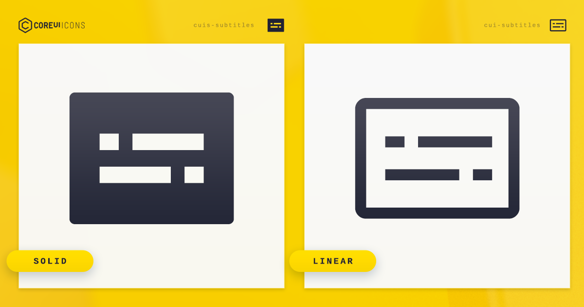 Subtitles Icon · Linear · Coreui Icons · Svg Javascript Typescript And Webfont