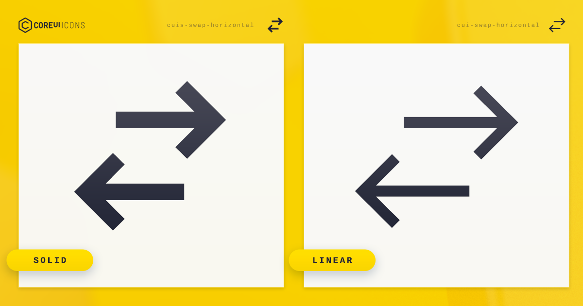 Swap Horizontal Icon · Solid · Coreui Icons · Svg Javascript Typescript And Webfont 