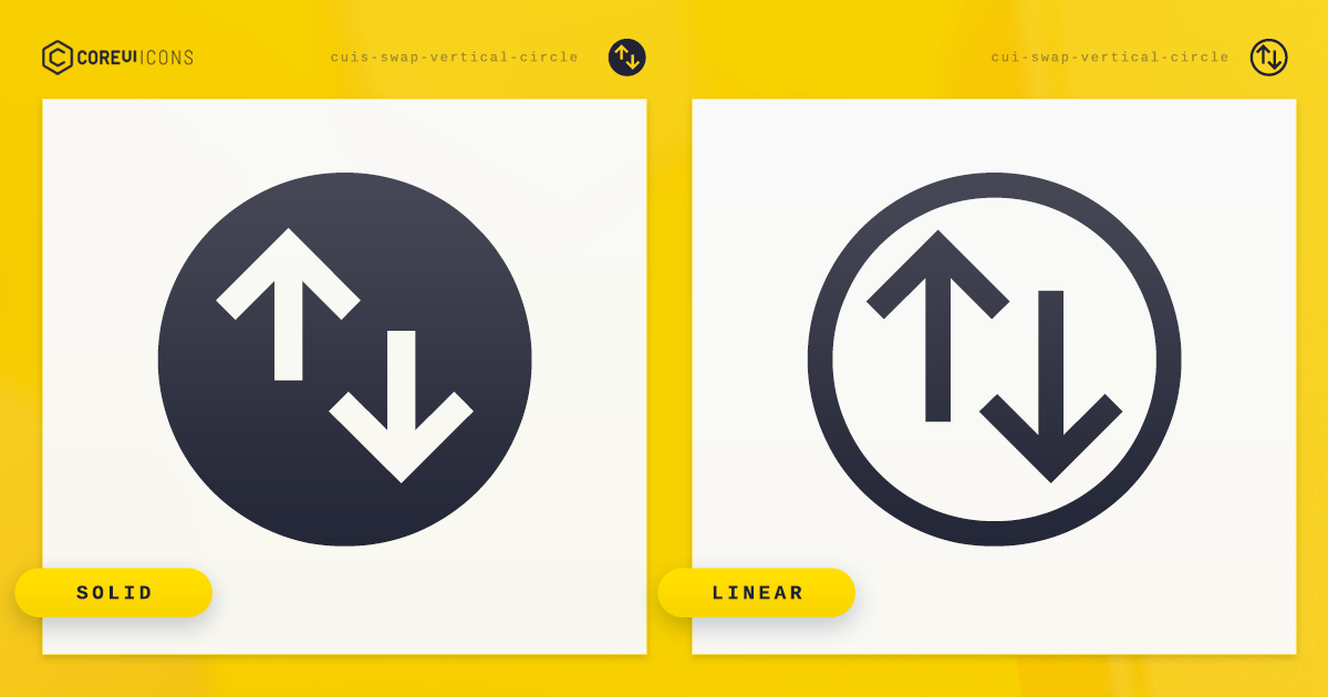 Swap Vertical Circle Icon · Linear · Coreui Icons · Svg Javascript Typescript And Webfont