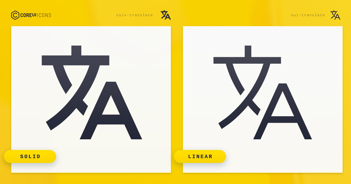 Translate Icon · Linear · Coreui Icons · Svg Javascript Typescript And Webfont