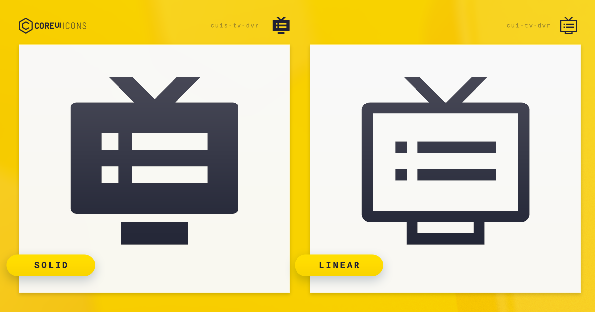 Tv Dvr Icon · Solid · CoreUI Icons · SVG, JavaScript, TypeScript & Webfont