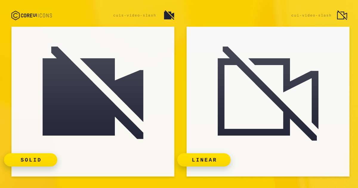 Video Slash Icon · Linear · Coreui Icons · Svg Javascript Typescript