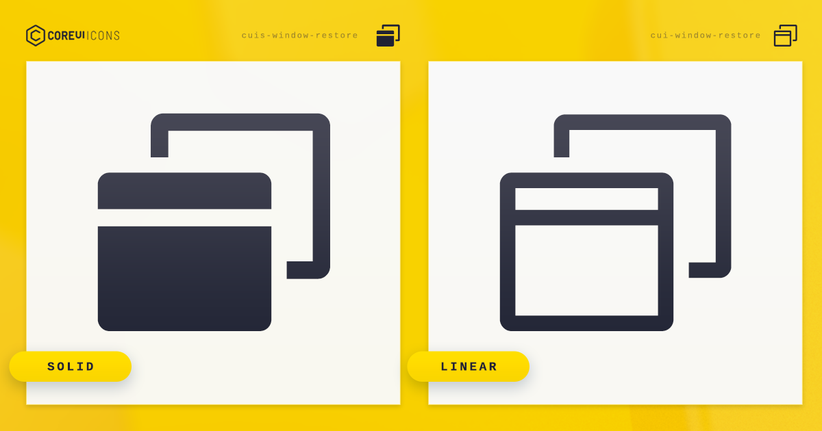 Window Restore Icon · Linear · Coreui Icons · Svg Javascript Typescript And Webfont